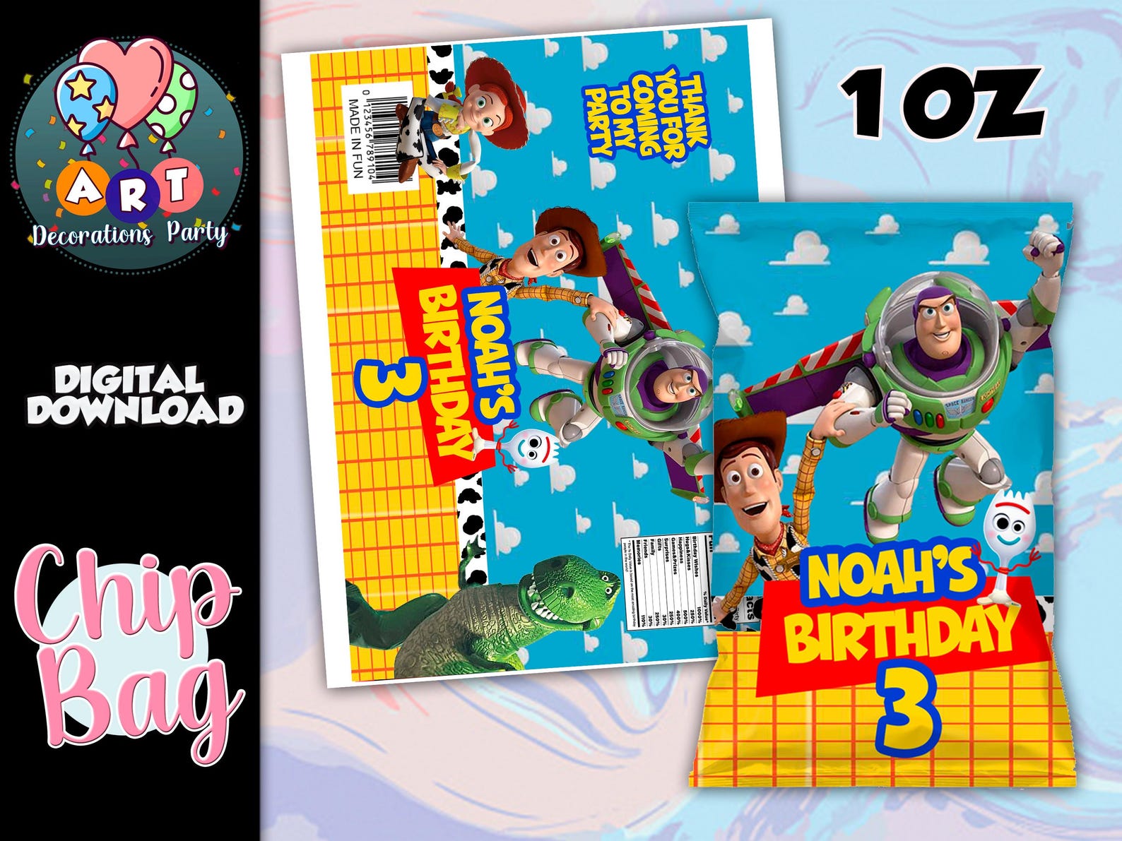 Toy Story Chip Bag Printable - Chip Bag - Toy Story Birthday Party - Etsy