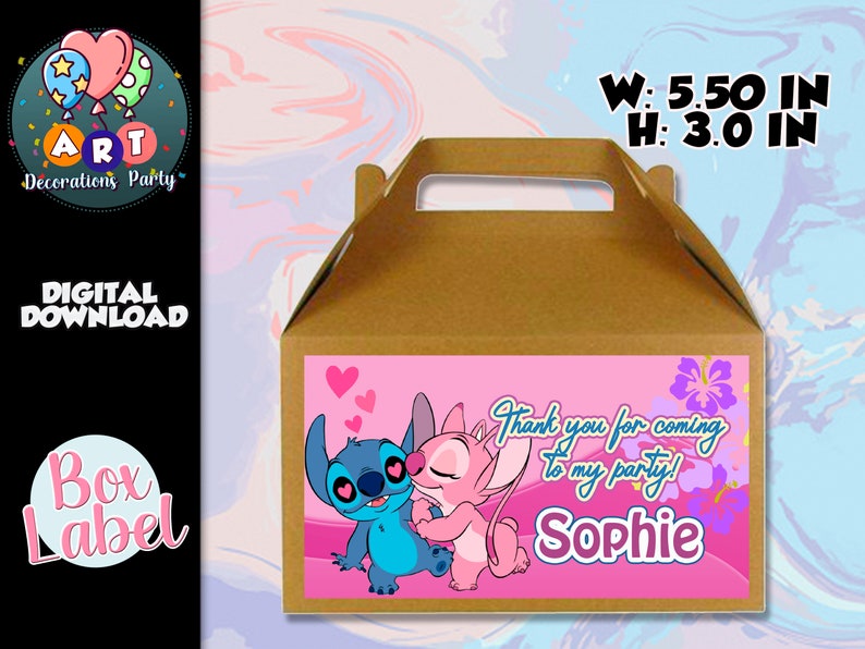 Stitch & Angel Printable Chip Bag / Gable Box / Juice Label / Candy Bar ...