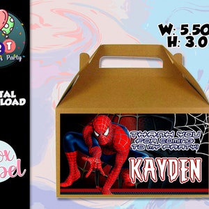 Spiderman Box Label Printable Gable Box Spiderman Birthday Party - Etsy