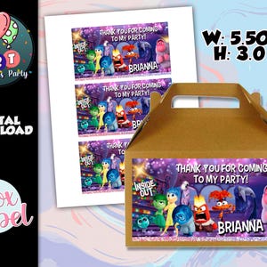 Inside Out Box Label Printable Gable Box Inside Out Birthday Party - Etsy