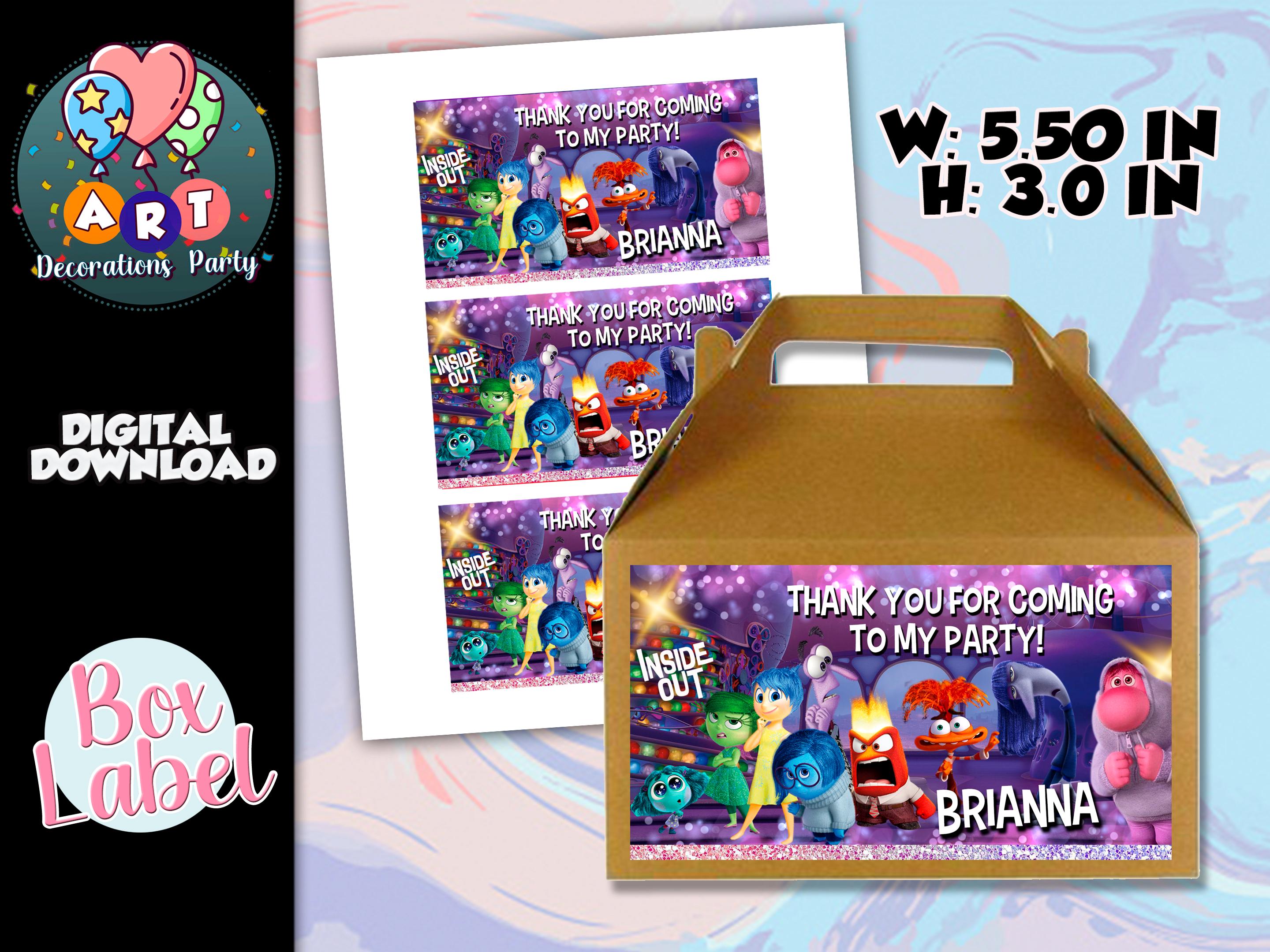 Inside Out Box Label Printable Gable Box Inside Out Birthday Party - Etsy