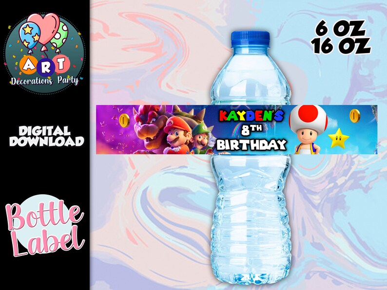 Super Mario Bros Bottle label Printable Watter Bottle Mario Bros ...