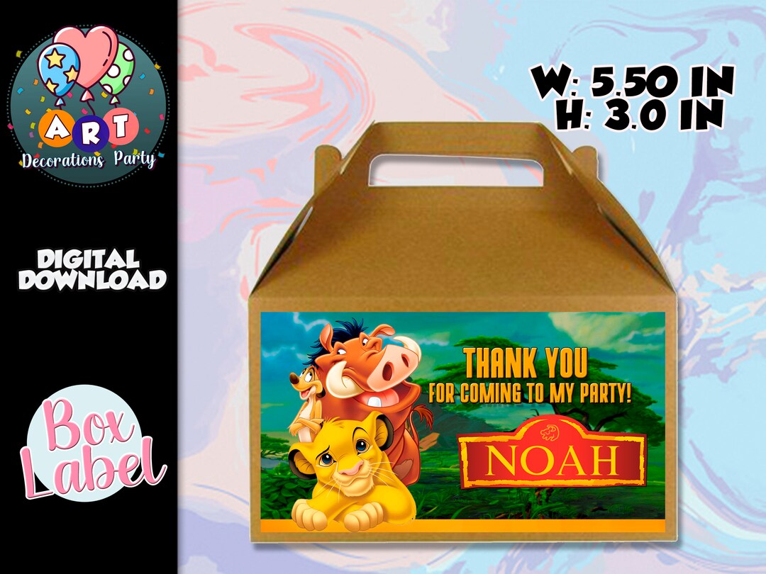 The Lion King Box Label Printable Gable Box the Lion King Birthday ...