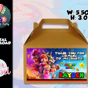 Super Mario Bros Box Label Printable Gable Box Mario Bros Birthday ...
