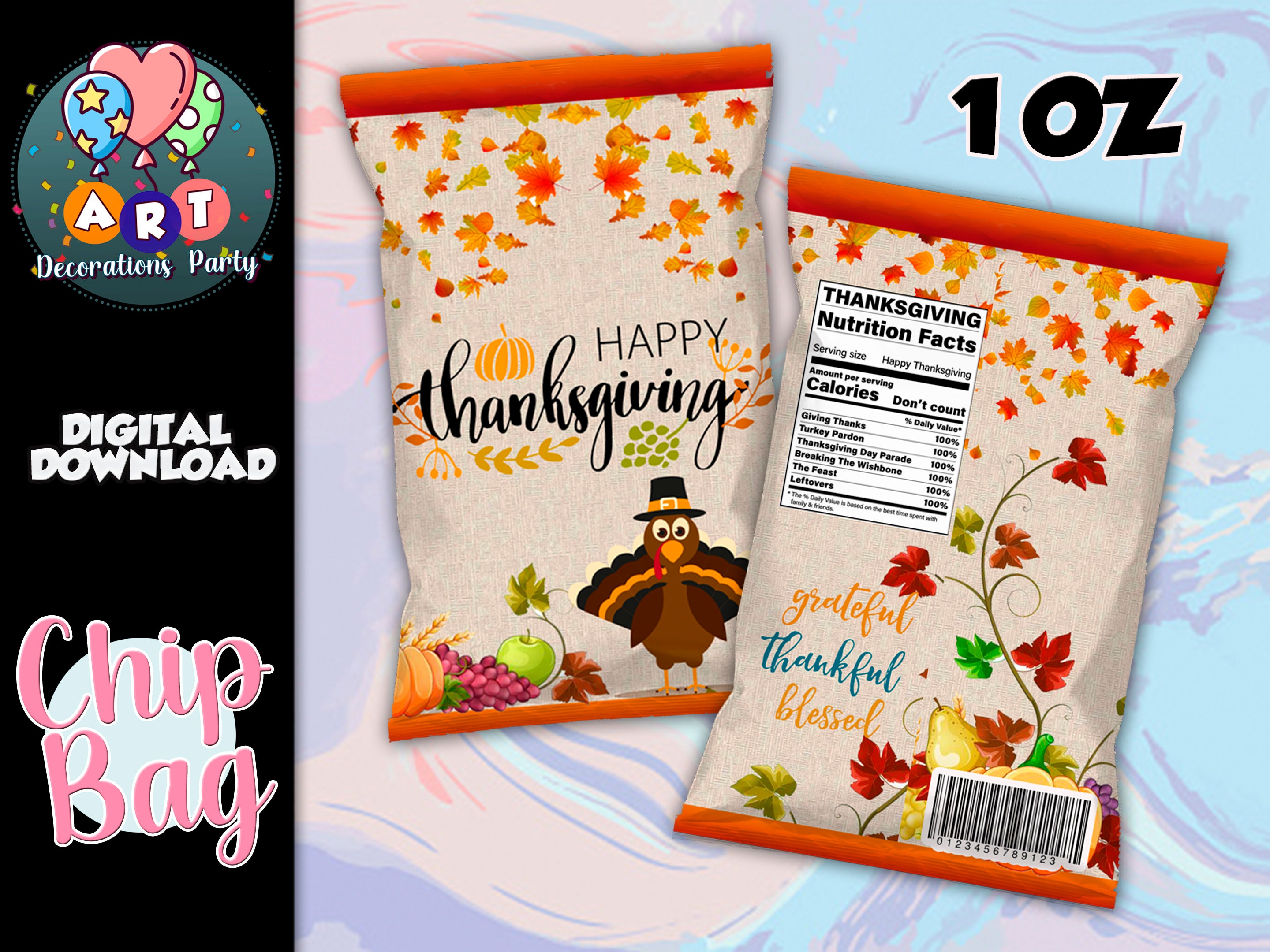 Thanksgiving Chip Bag Printable Chip Bag Thanksgiving - Etsy