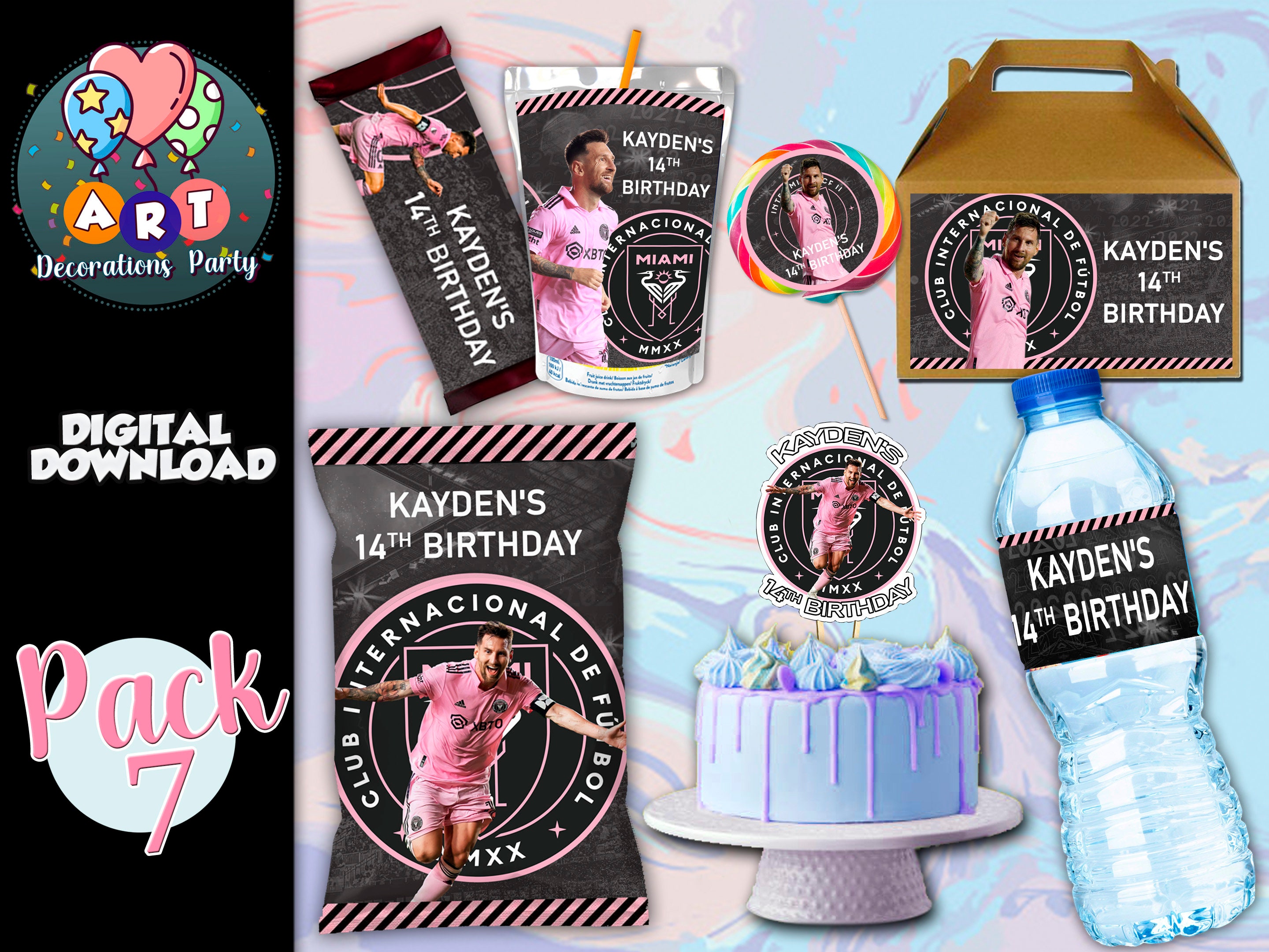 Football Club Messi Package Printable Chip Bag/lollipop/gable Box/juice ...