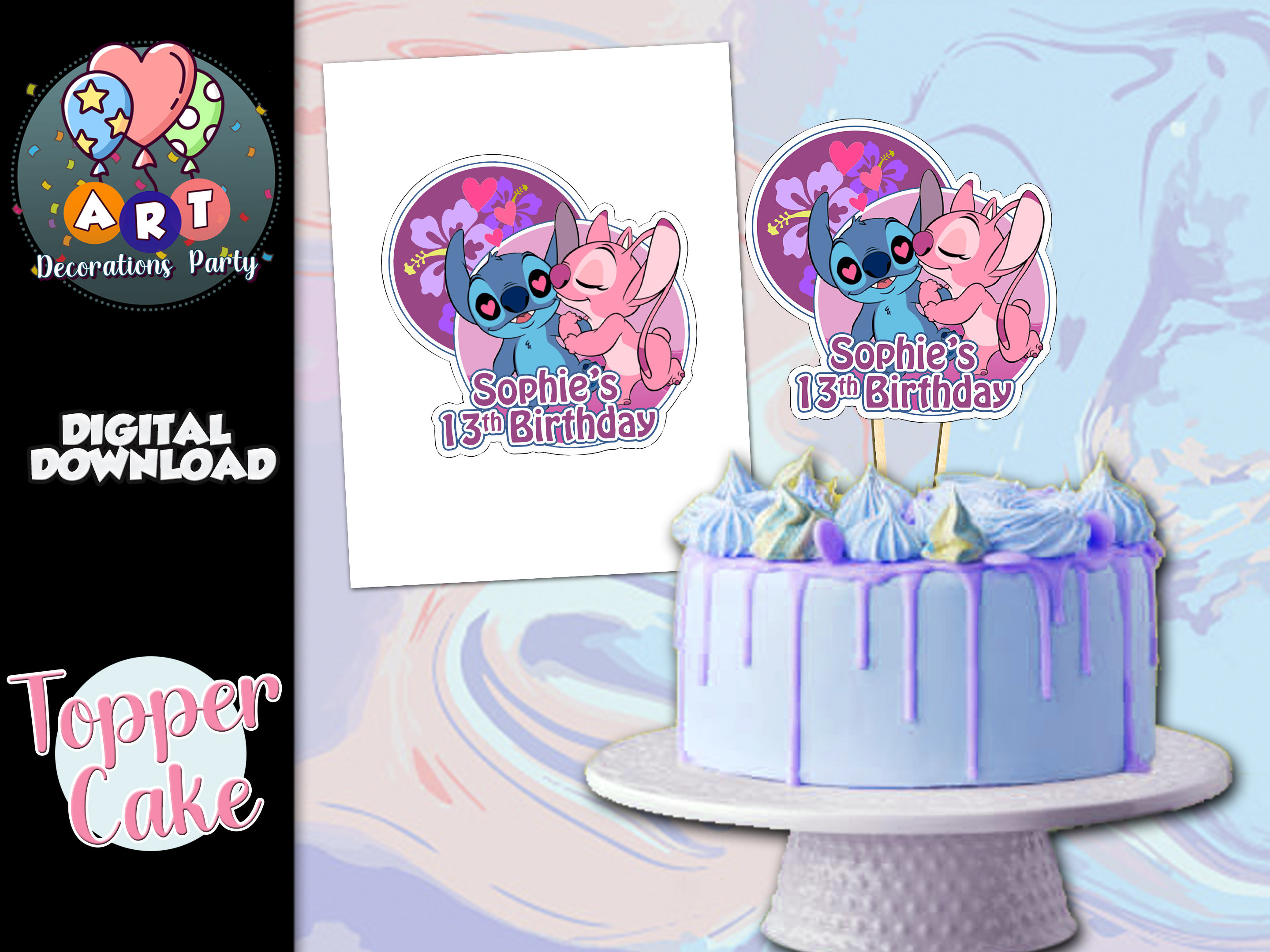 Stitch & Angel Cake Topper Printable Toppers Stitch - Etsy UK