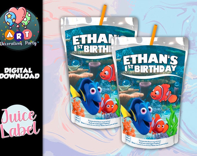 Juice Labels Finding Nemo Party Only DIGITAL DOWNLOAD for Juice Labels ...