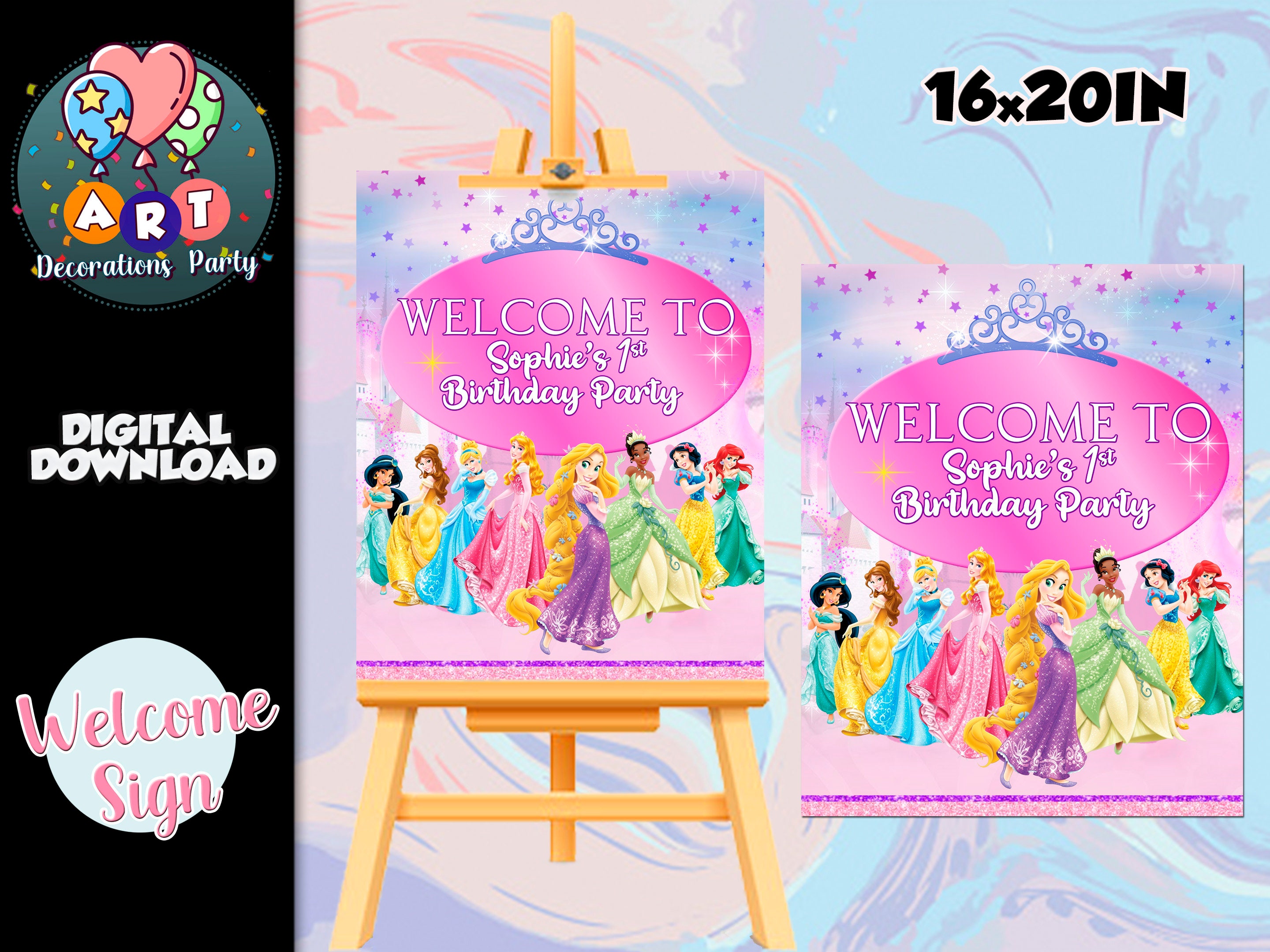 Princesses Welcome Sign Printable Welcome / Backdrop / - Etsy
