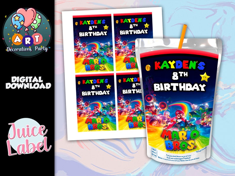 Super Mario Bros Package Printable Chip Bag/lollipop/gable - Etsy