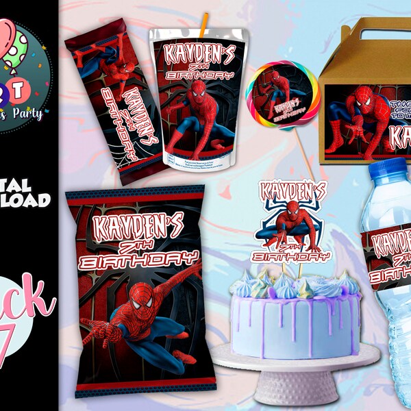 Spiderman Printable Birthday Sticker - Etsy