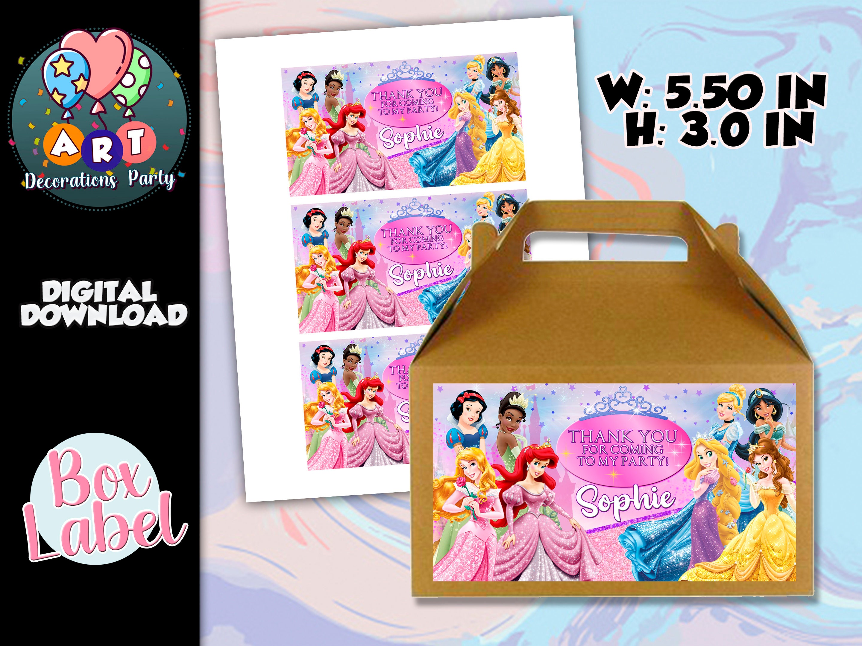 Princesses Package Printable Chip Bag/lollipop/gable Box/juice Label ...
