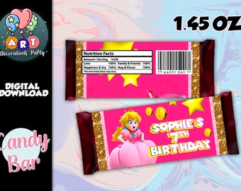 Princess Peach Birthday Bottle Label Watter Bottle Party Pack Labels ...