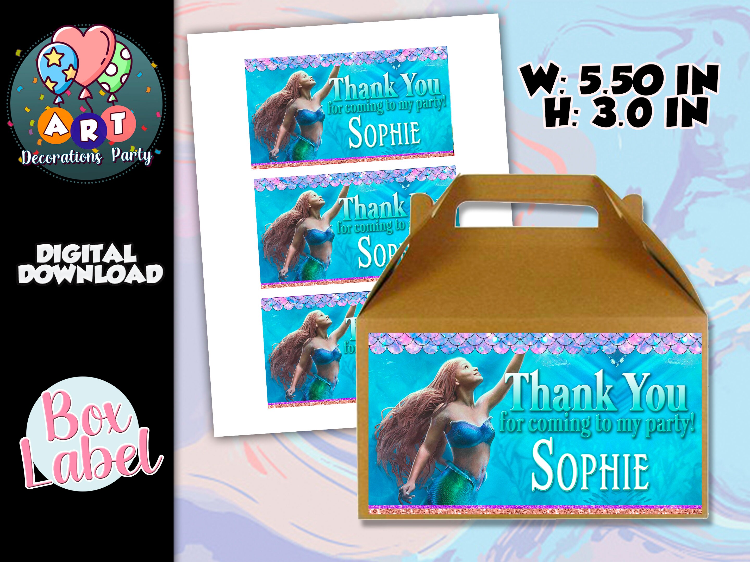 The Little Mermaid Box Label Printable Gable Box Ariel the Little ...