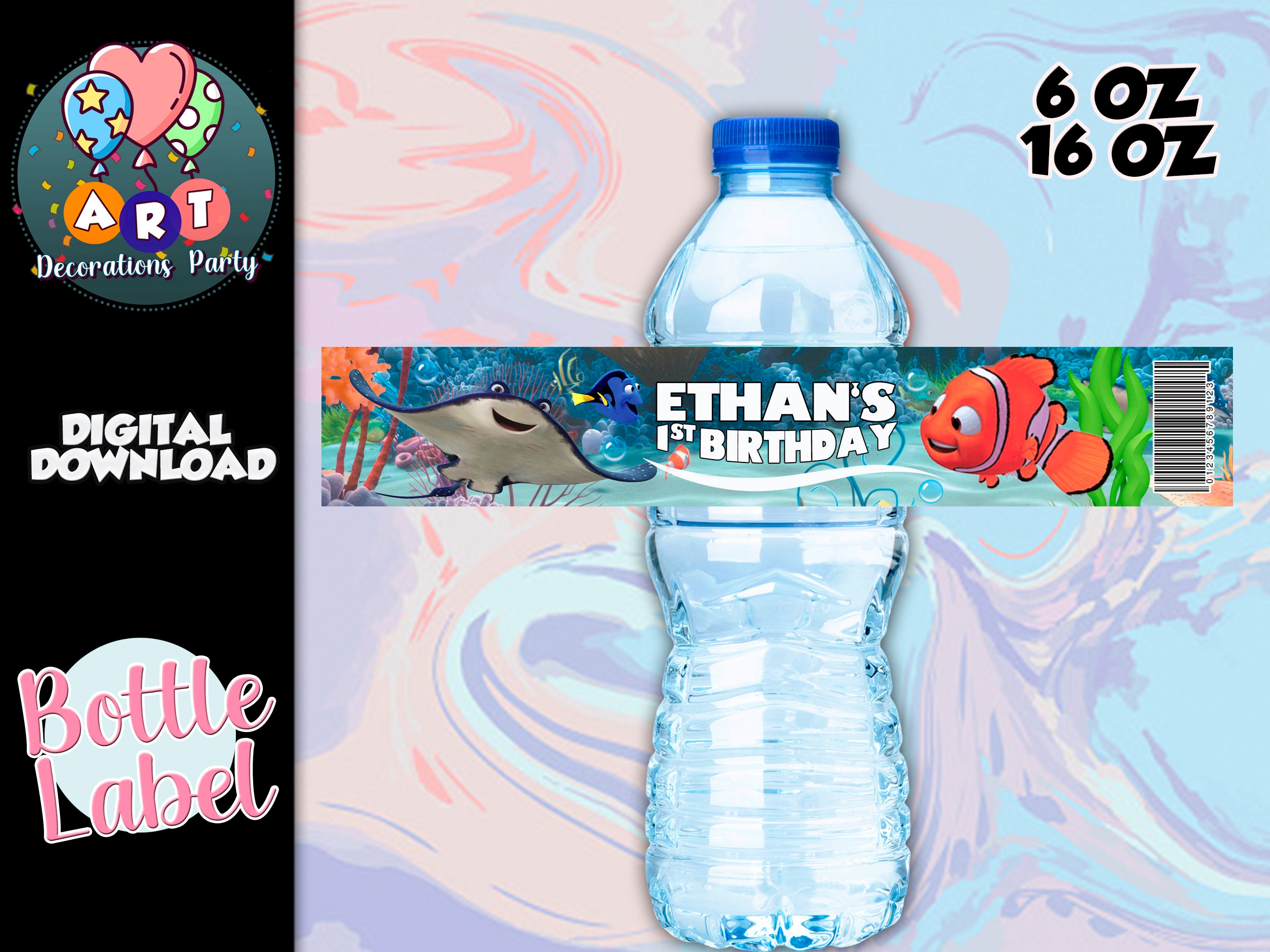 Finding Nemo Bottle Label Printable Watter Bottle Finding Dory Birthday ...