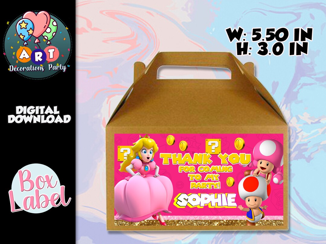 Princess Peach Box Label Printable Gable Box Peaches Mario Bros ...