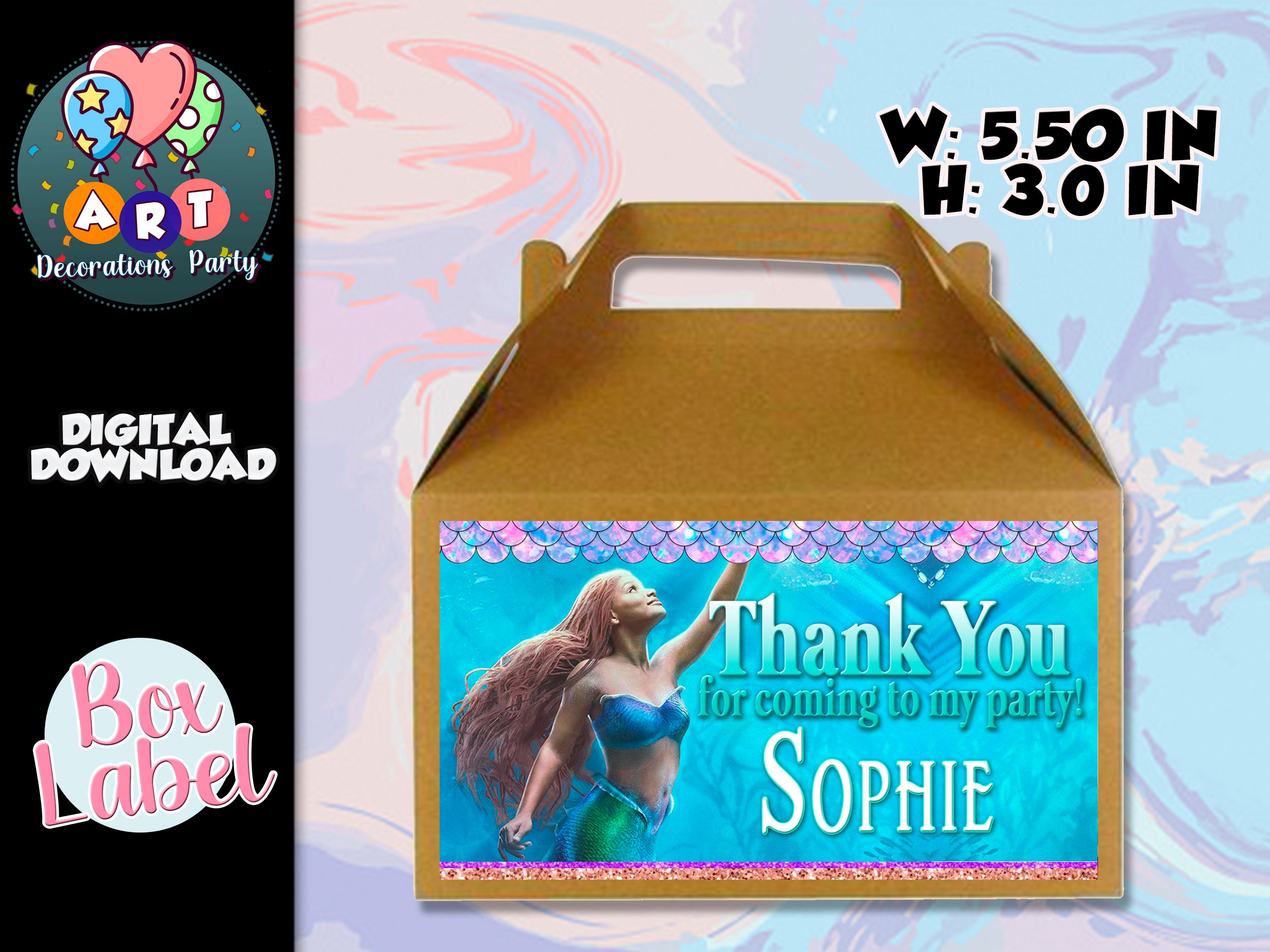 The Little Mermaid Box Label Printable Gable Box Ariel the Little ...