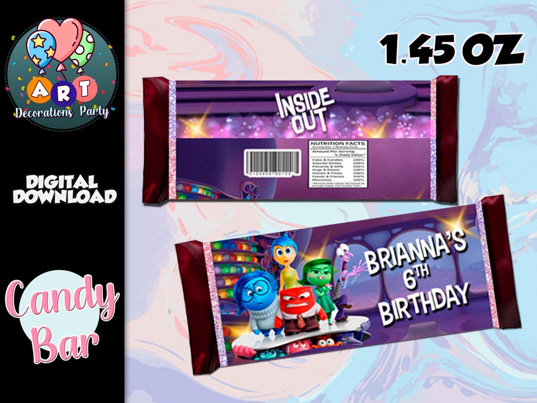 Inside Out Candy Bar Printable - Chocolate - Inside Out Birthday Party ...