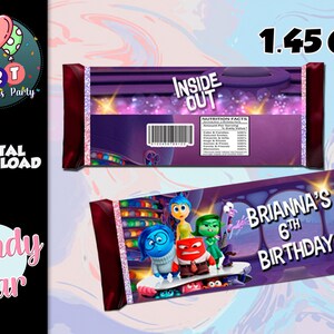Inside Out Candy Bar Printable - Chocolate - Inside Out Birthday Party ...