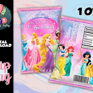 Princesses Package Printable - Chip Bag / Gable Box / Juice Label ...