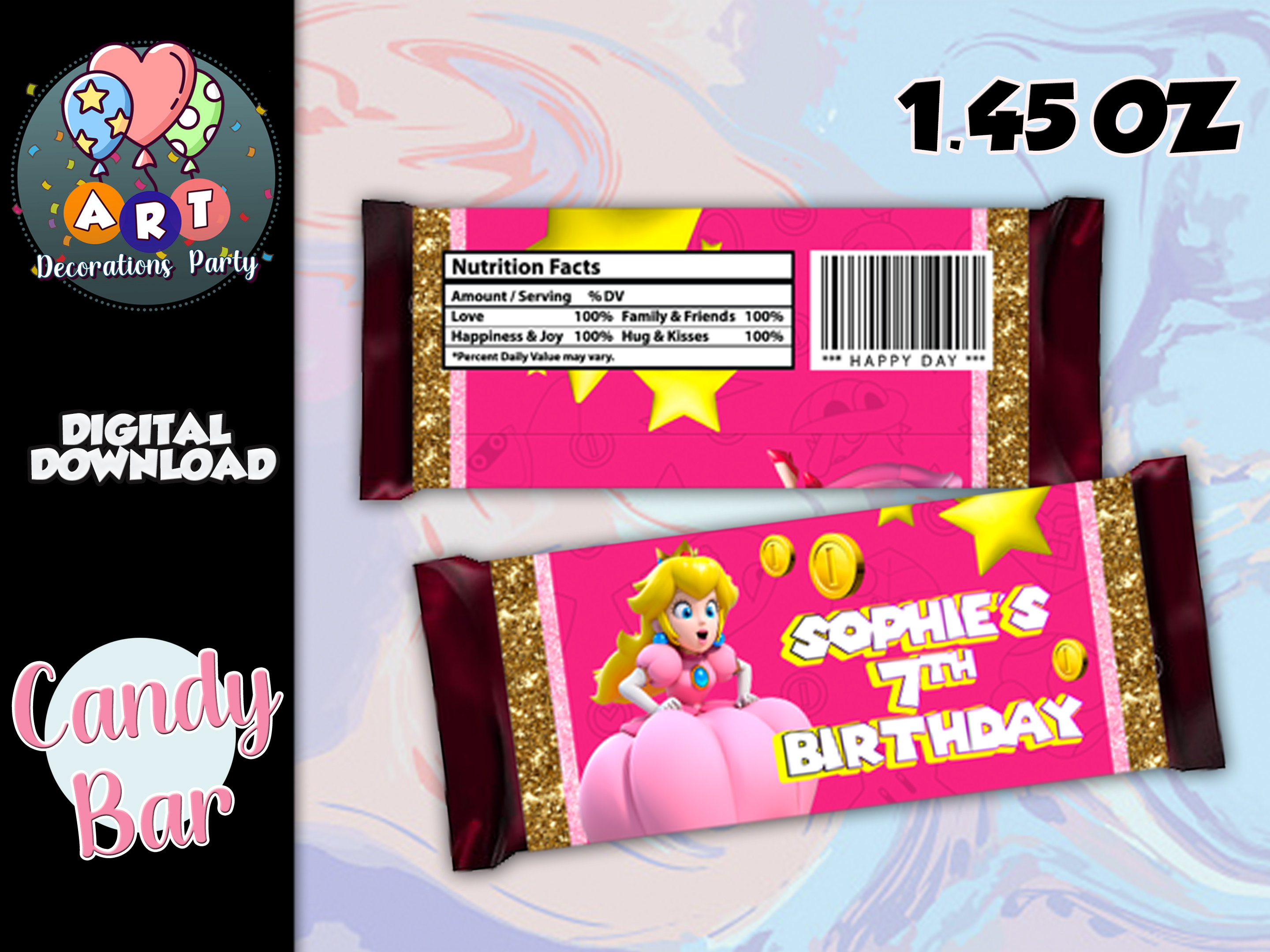 Princess Peach Package Printable Chip Bag/lollipop/gable Box/juice ...