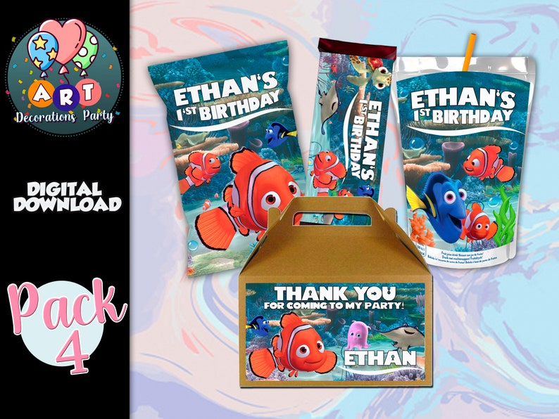 Finding Nemo Package Printable Chip Bag / Gable Box / Juice Label ...