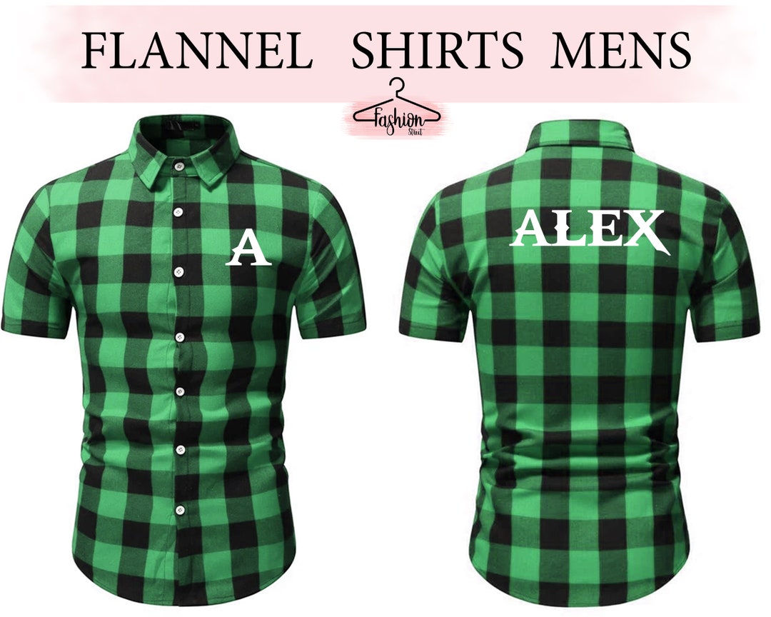 Men's Buffalo Plaid Short Sleeve Flannel Shirt Monogram Flannel Shirt ...