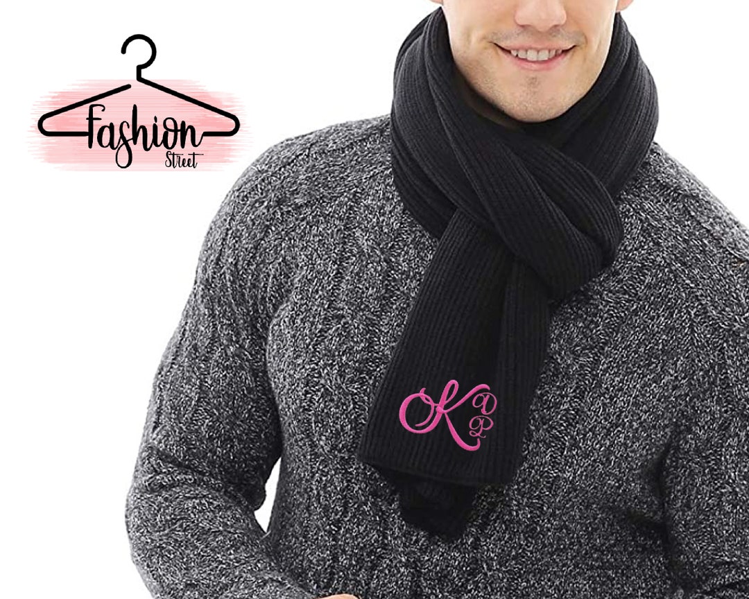 Personalized Embroidery Knit Scarf Customized Scarf Custom - Etsy