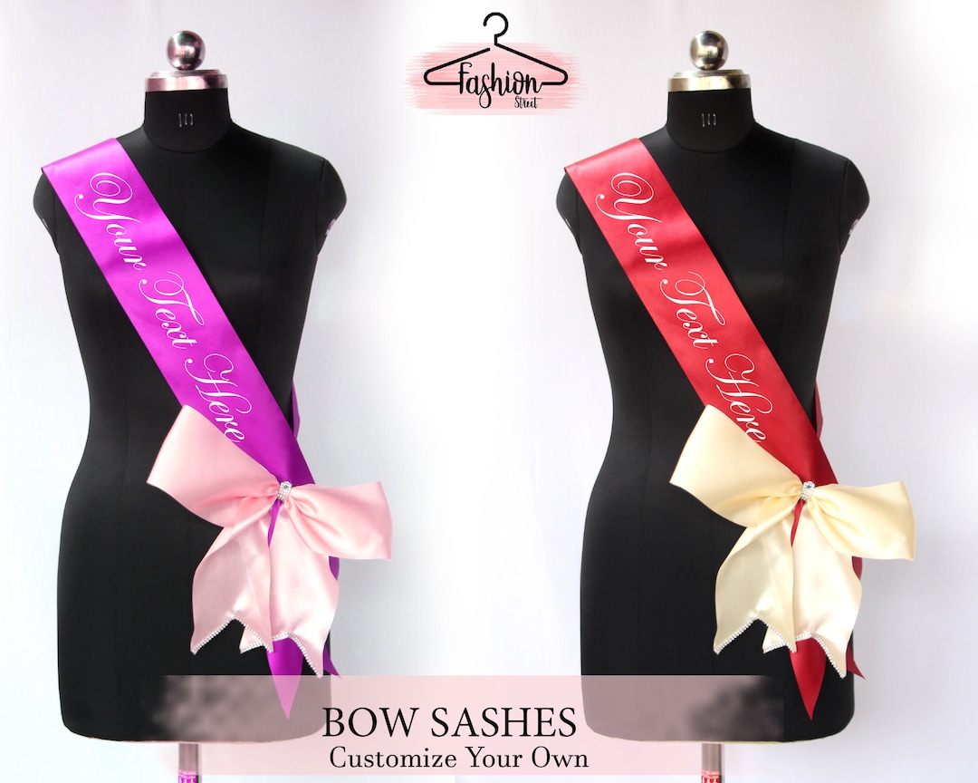 Sash With Bow Customized Bow Sash Personalized Birthday Sash Bridesmaid ...