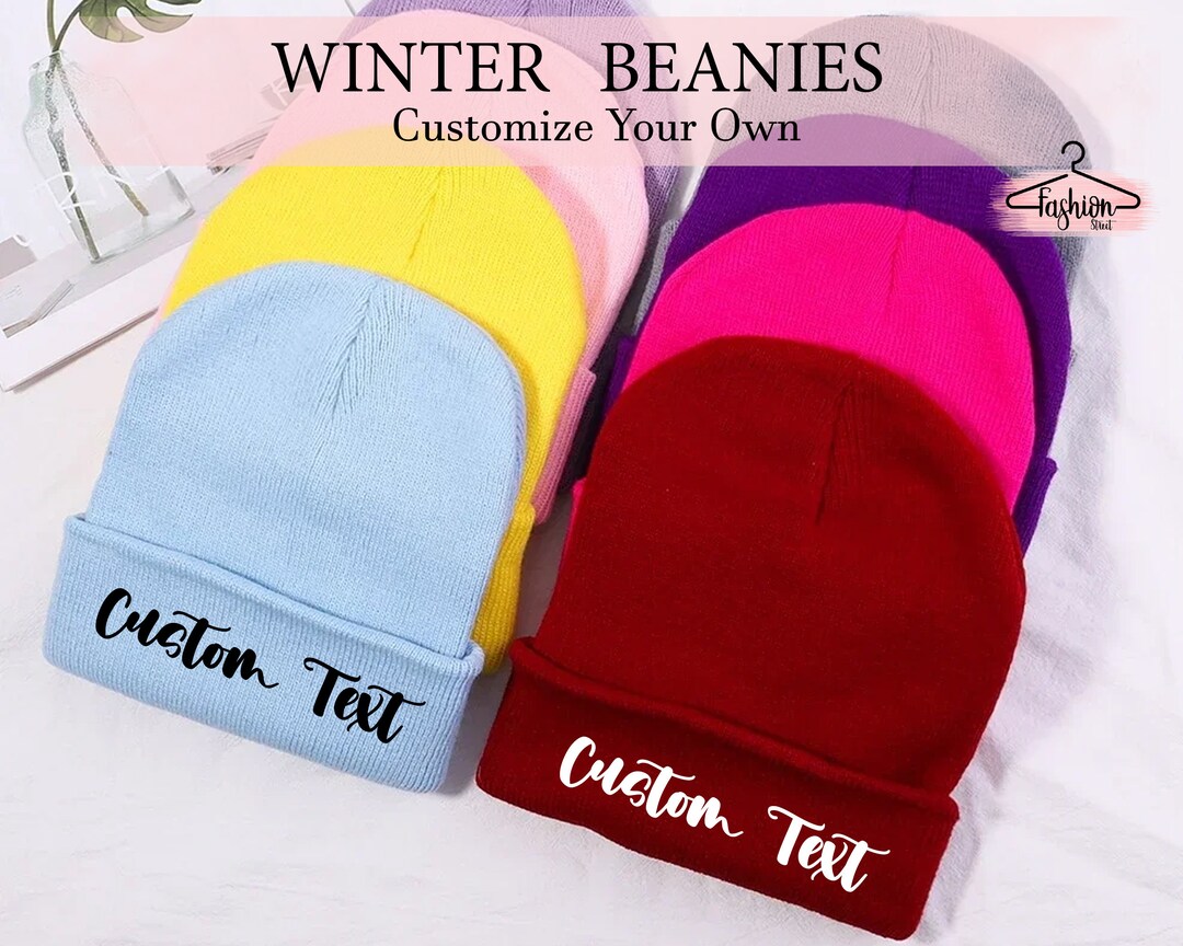 Unisex Winter Hat Custom Unisex Beanies Personalized Beanie Hats With ...