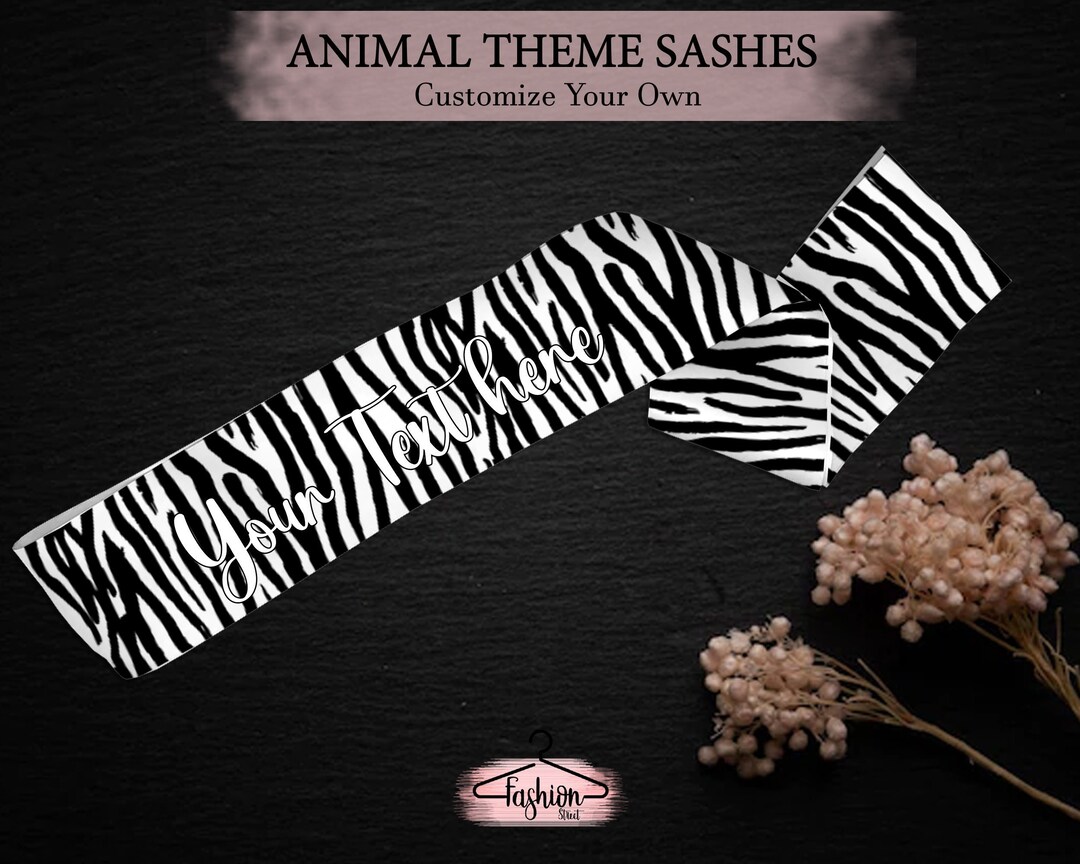 Animals Print Sash Personalized Sash Baby Shower Bridal Party Sash ...