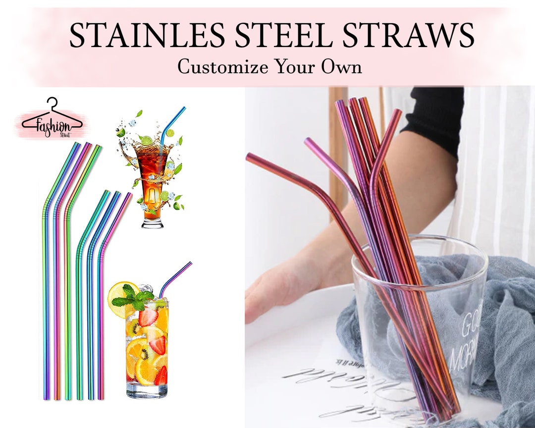 Custom Reusable Stainless Steel Drinking Straw, Personalized Boba Straw ...