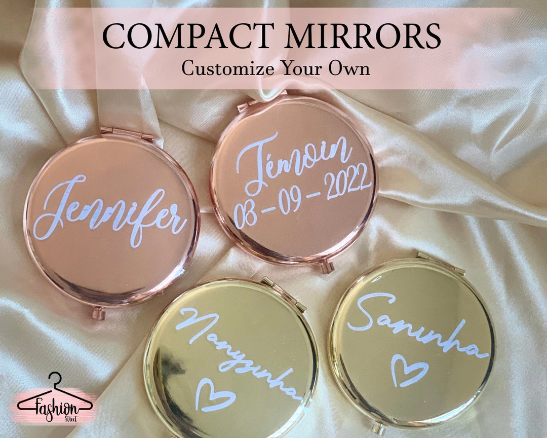 Custom Compact Pocket Folding Mirror Personalized Makeup Mirror Wedding ...