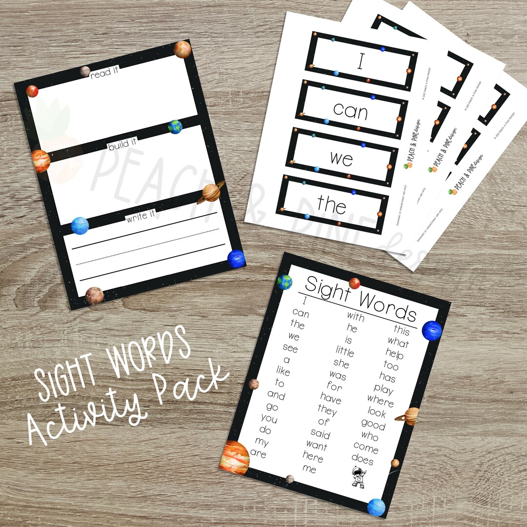Sight Word Activity Pack - Space - Printable | Digital Download ...
