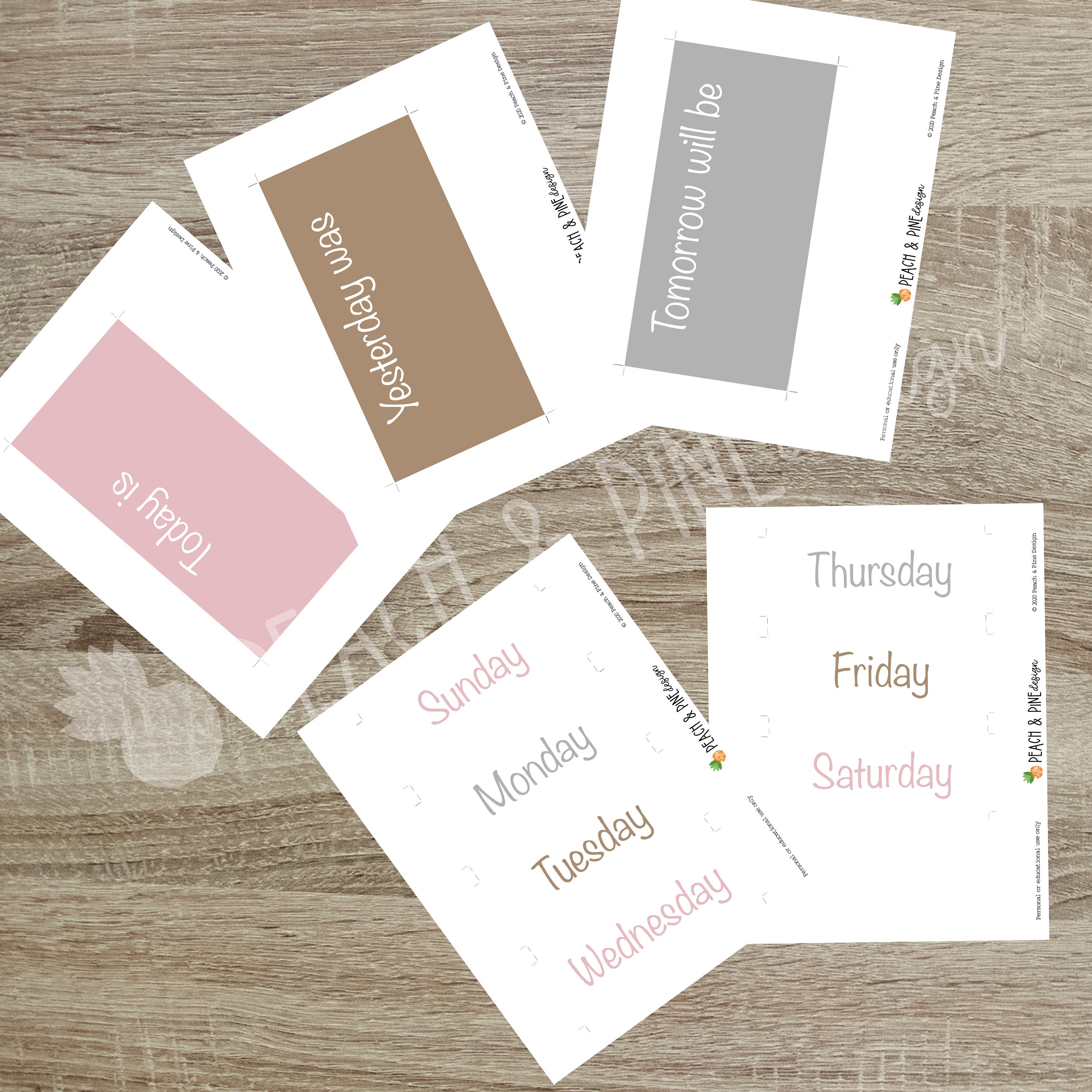 Kids Calendar - Watercolor Animals - Printable | Digital Download ...