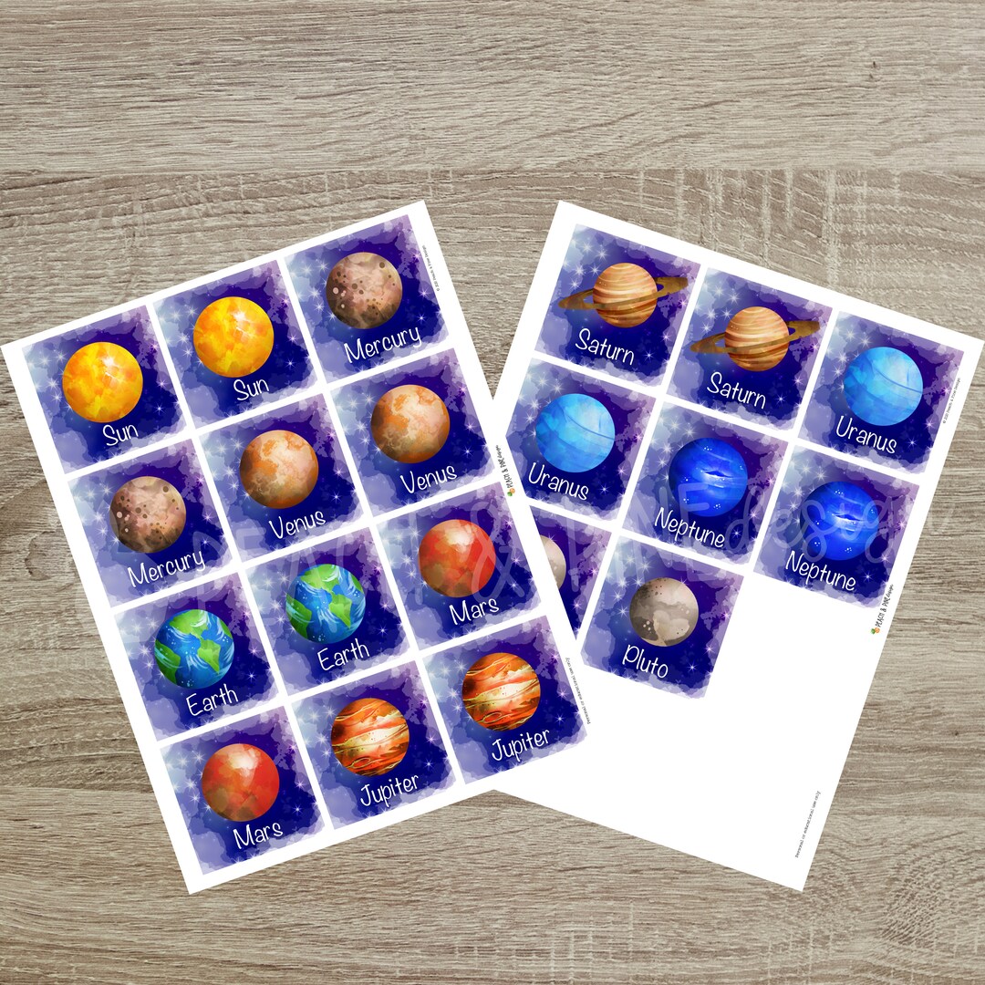 Matching Game - Solar System (WITH Labels) - Memory - Printable - Etsy