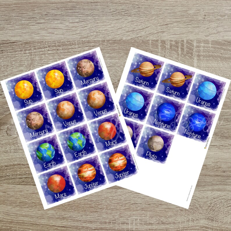 Matching Game - Solar System (WITH Labels) - Memory - Printable - Etsy