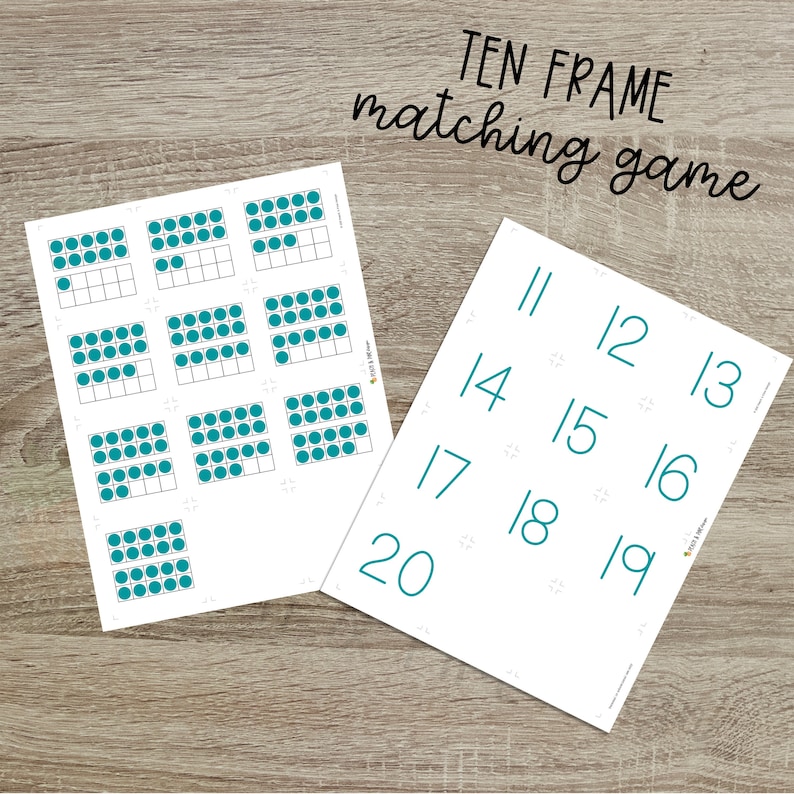 Matching Game Ten Frame 11-20 Memory Printable Digital Download Instant ...