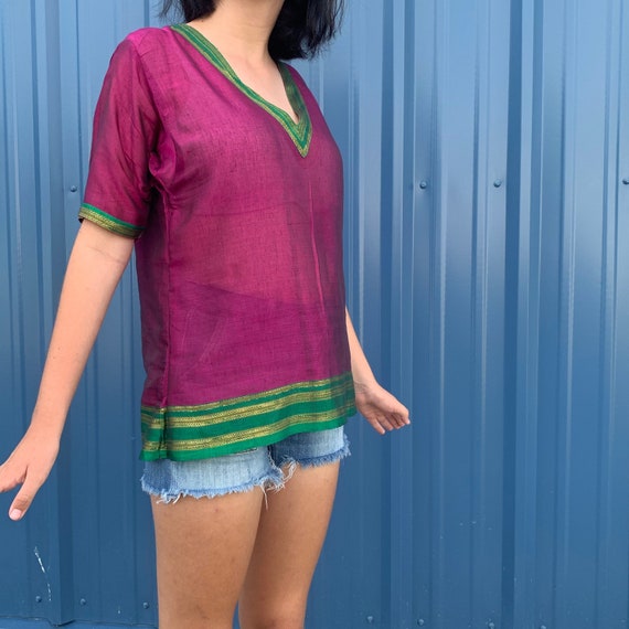 Sheer BLOUSE Gauze Sheer Indian Top Boho Festival Gyp… - Gem