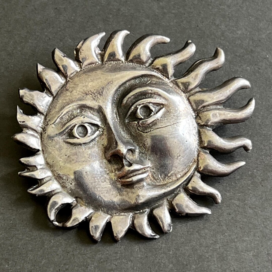 925 Sun Brooch Mexico Sterling Silver - Etsy