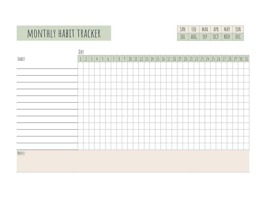 Monthly Habit Tracker - Digital Download With Free Surprise Download - Etsy