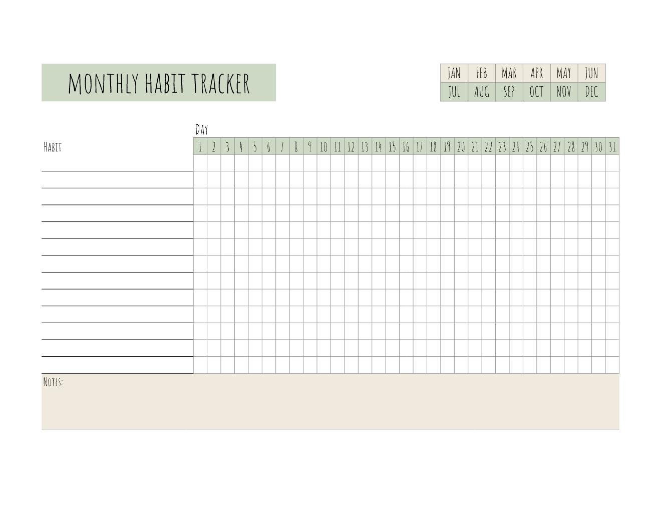 Monthly Habit Tracker - Digital Download With Free Surprise Download - Etsy