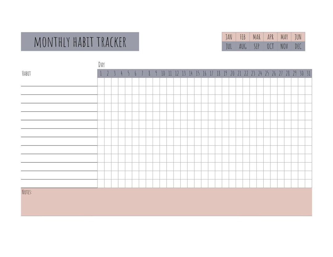 Monthly Habit Tracker Digital Download With Free Surprise Download - Etsy