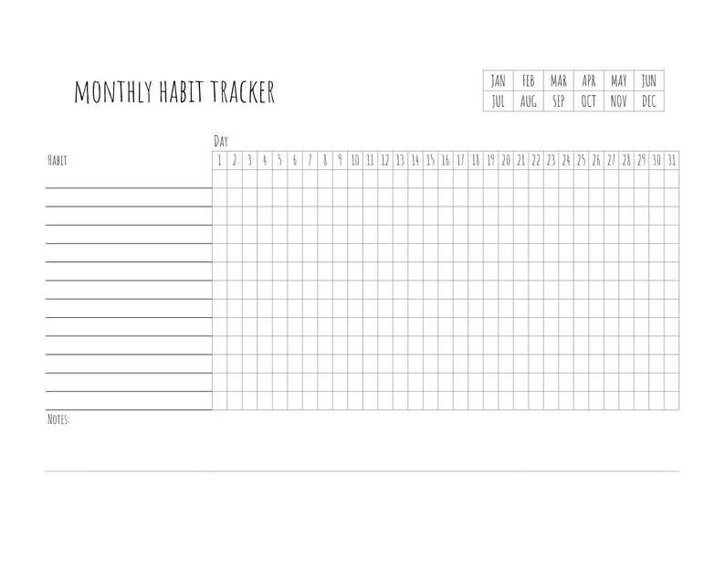 Monthly Habit Tracker - Digital Download With Free Surprise Download - Etsy