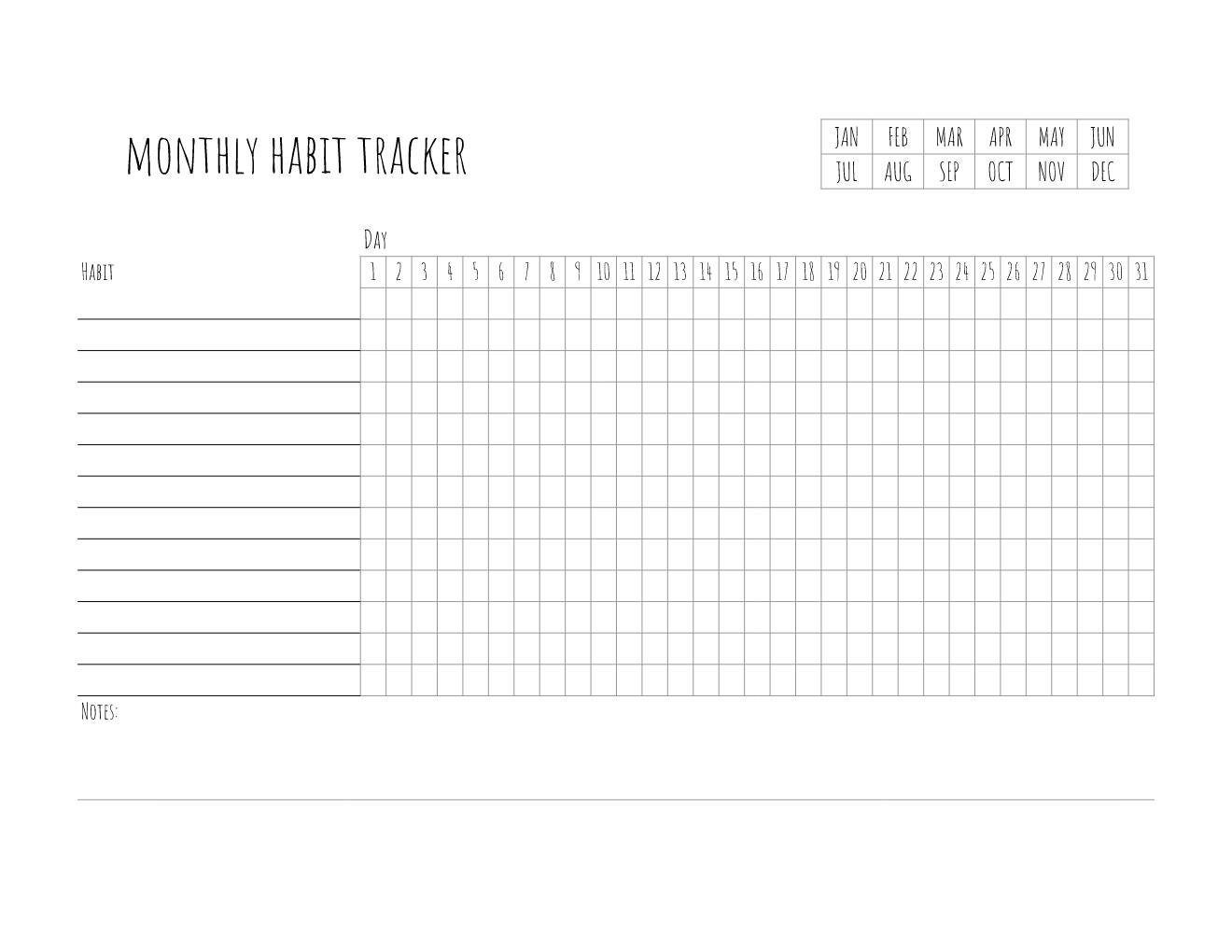Monthly Habit Tracker - Digital Download With Free Surprise Download - Etsy