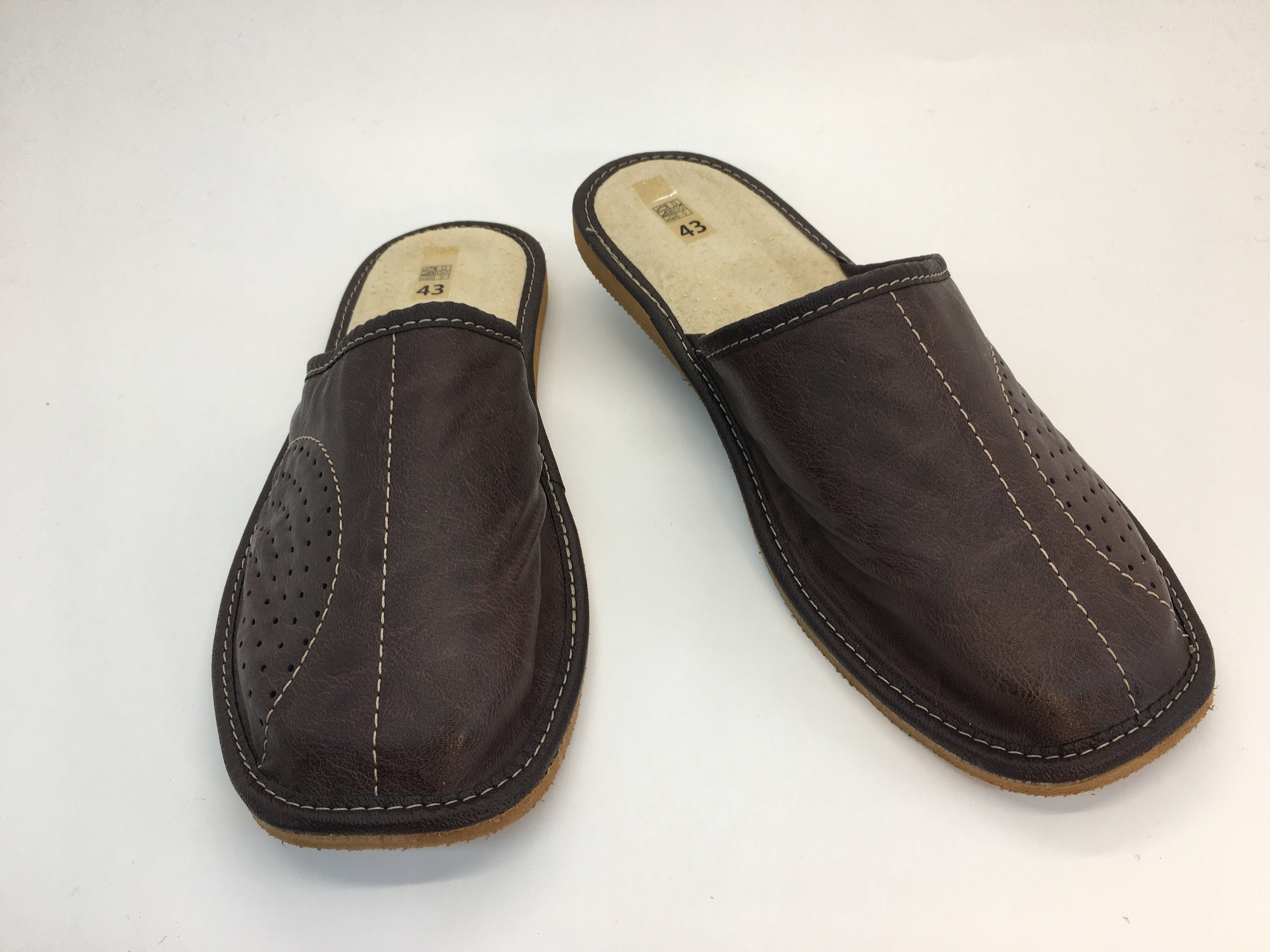 Mens Leather Slippers / Mens Closed Toe Slippers - Etsy