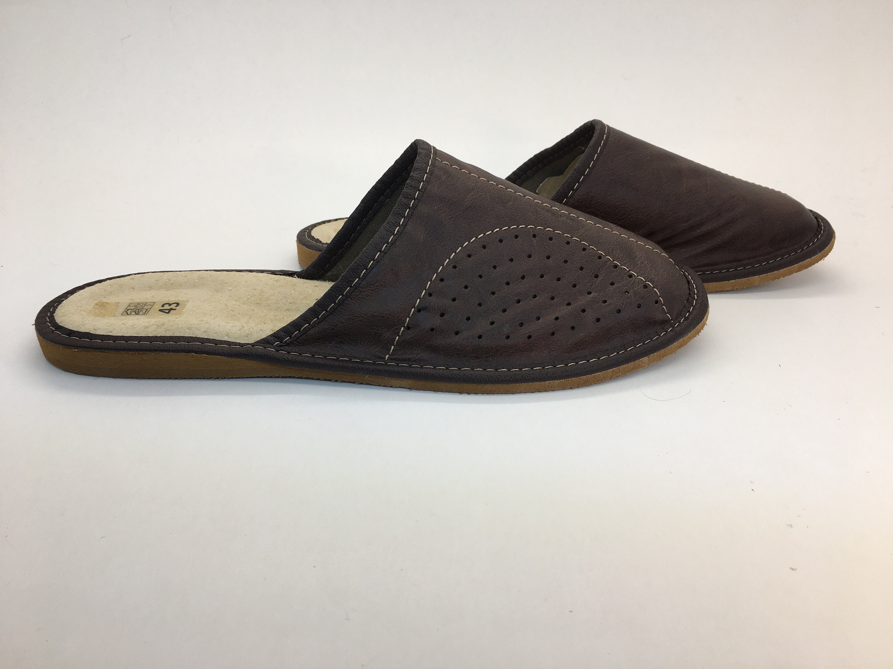 Mens Leather Slippers / Mens Closed Toe Slippers - Etsy