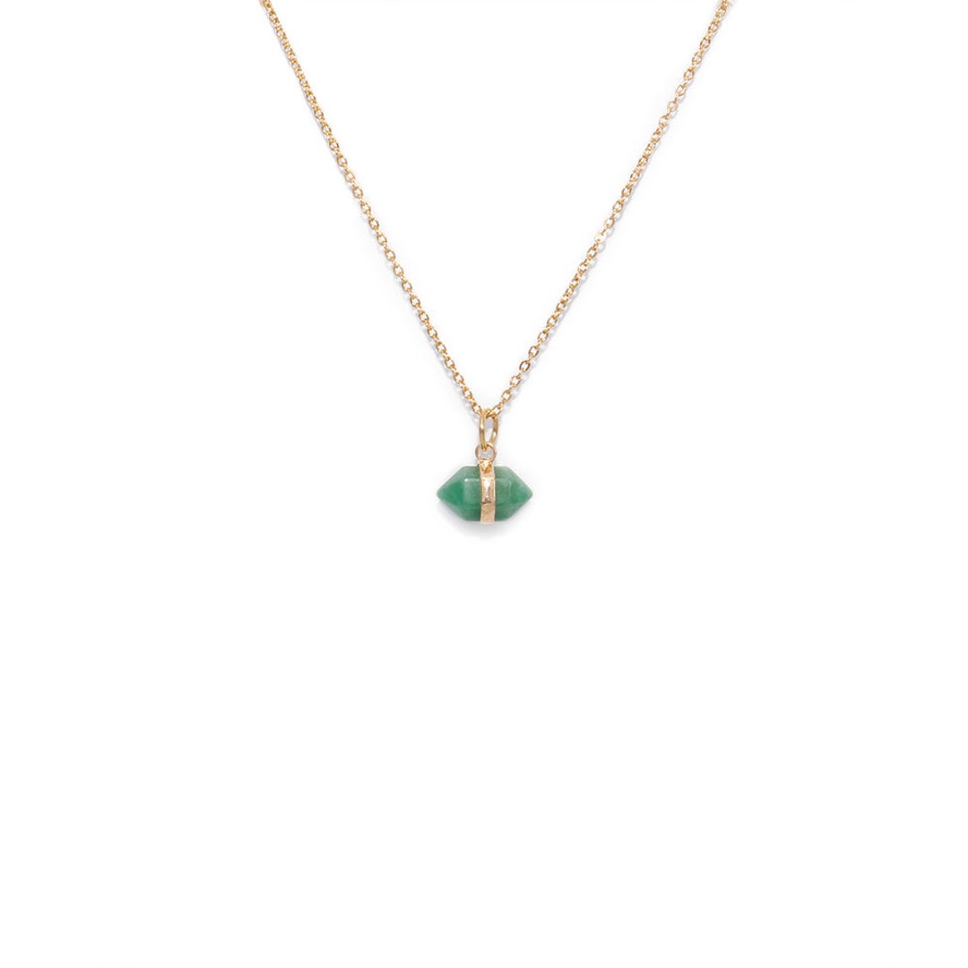 140 Jade Chain Gold Necklace, Hexagon Stone Chain Necklace, Dainty Jade ...