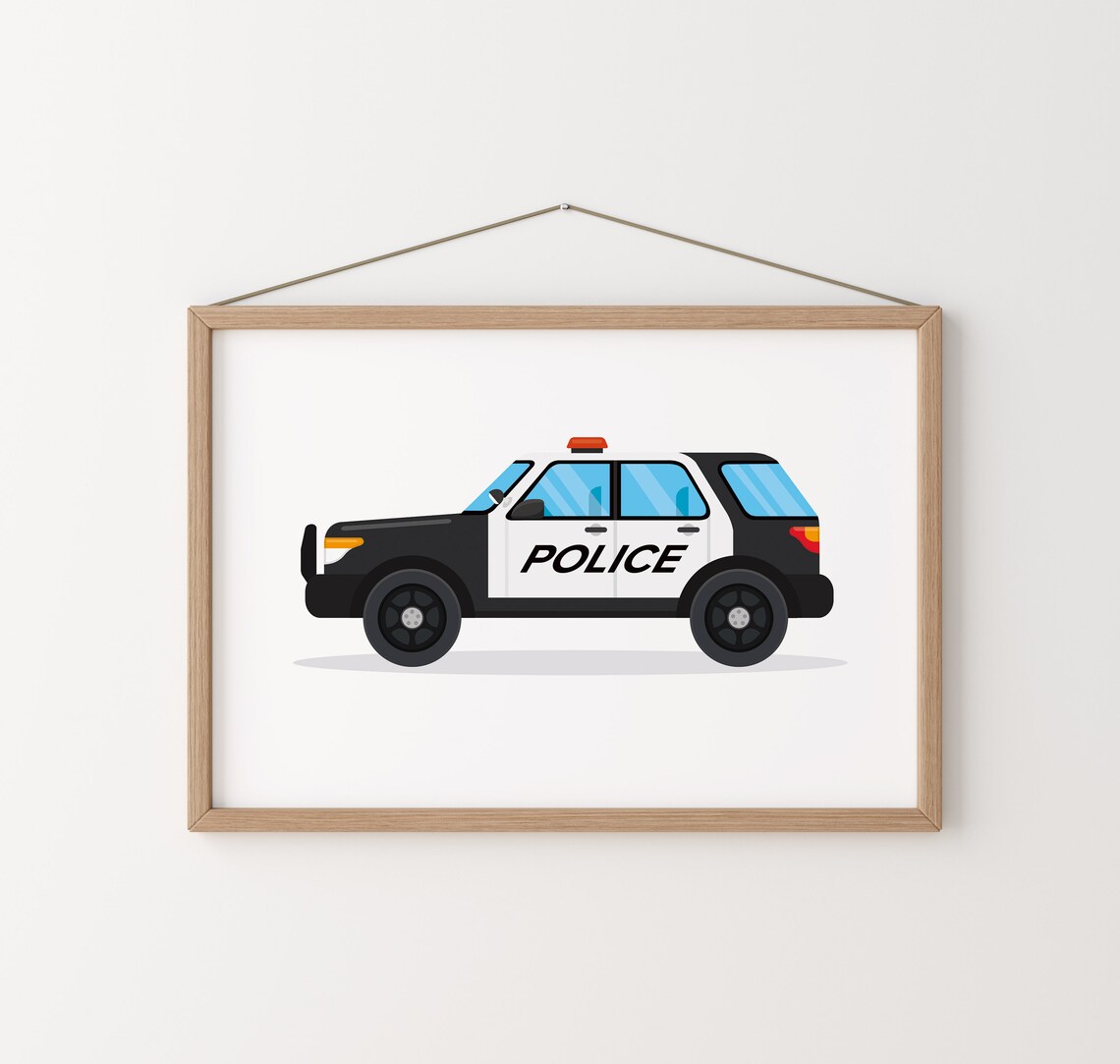 Police Car Wall Art, Emergency Vehicles, Boy Bedroom Art ...