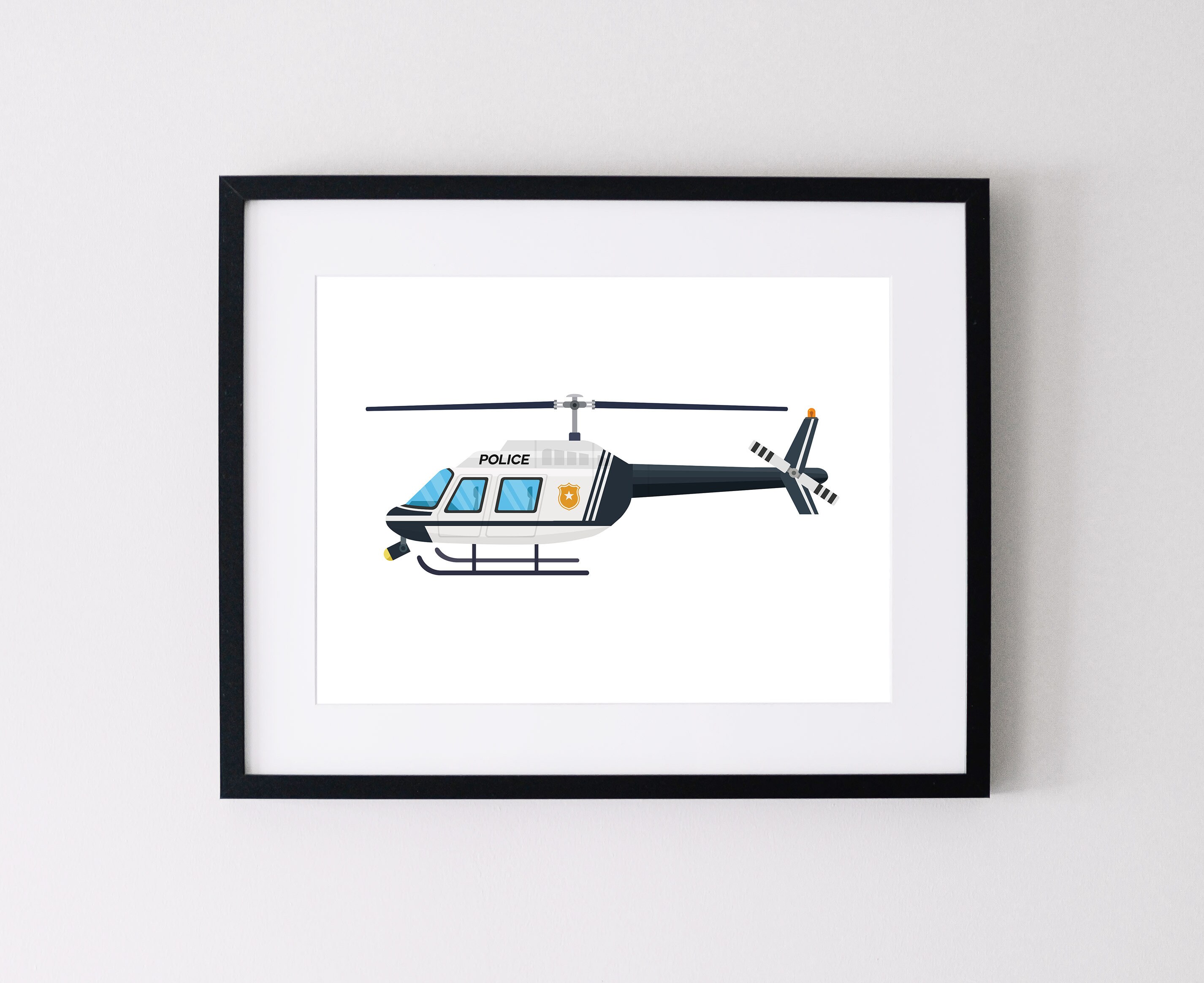 Police Helicopter Print, Helicopter Wall Decor, Police Helicopter, Boy ...